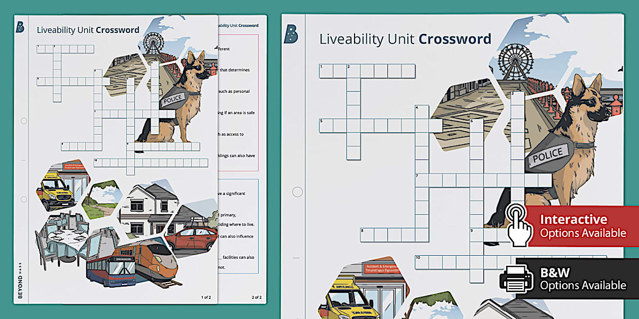 Liveability Unit Crossword (Teacher-Made) - Twinkl