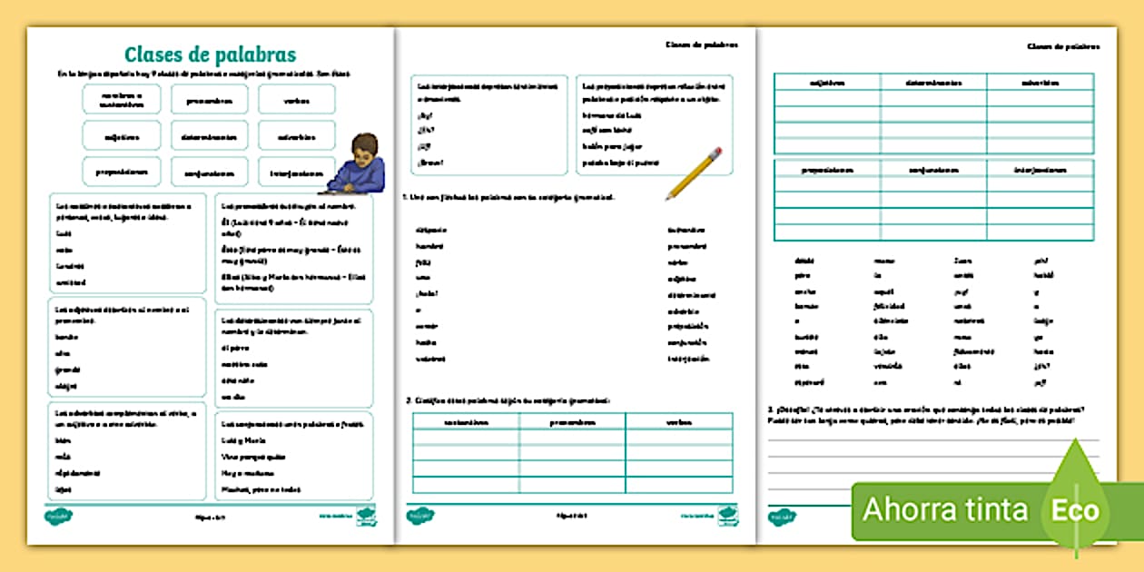 Ficha de actividad: Clases de palabras - Twinkl