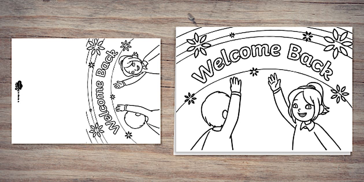 Welcome Back High 5 Colouring Card | Twinkl Party - Twinkl