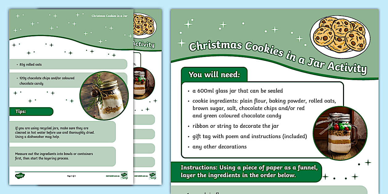 Christmas Cookies in a Jar Activity (teacher made) - Twinkl