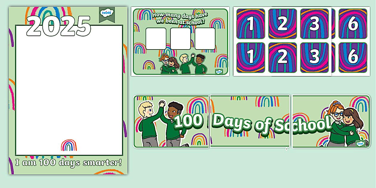 100 Days of School Display Pack (Teacher-Made) - Twinkl