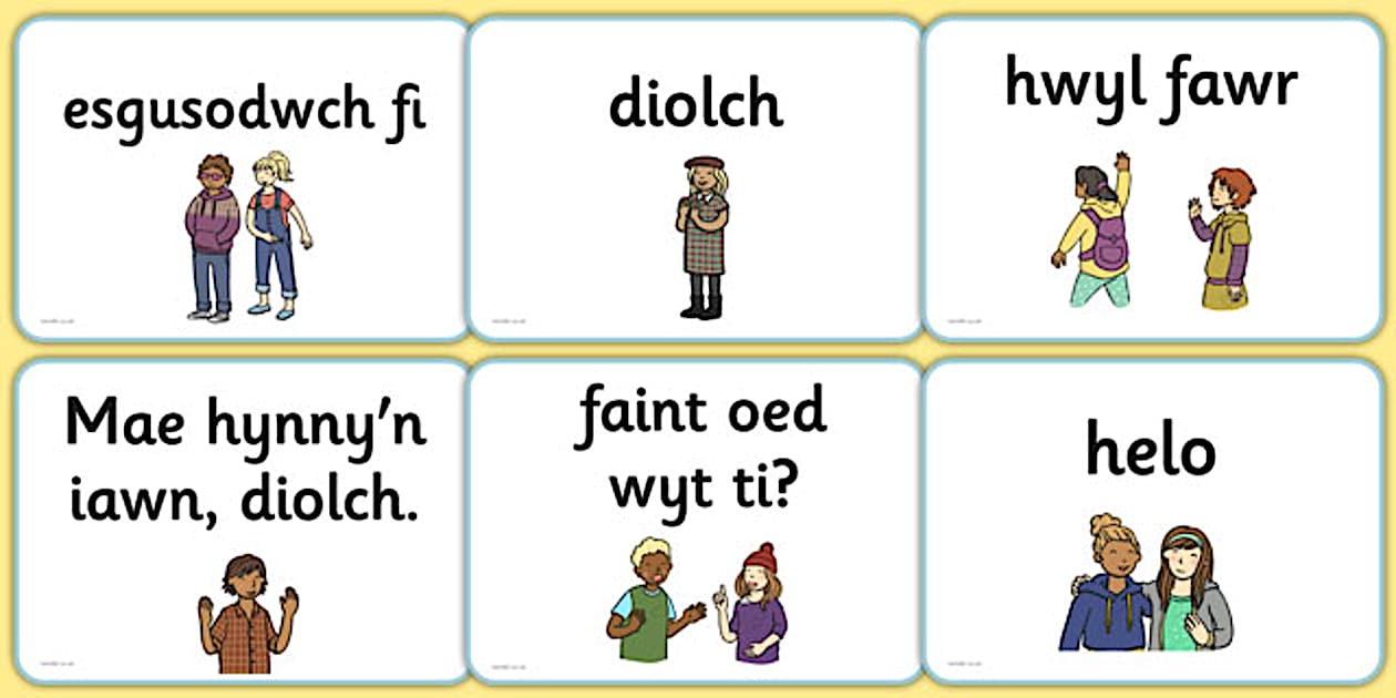 Simple Welsh Phrases A5 Flashcards | Twinkl Resources Wales