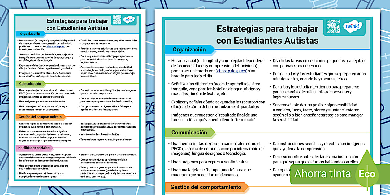 Póster: Estrategias y Autismo (Hecho por educadores)