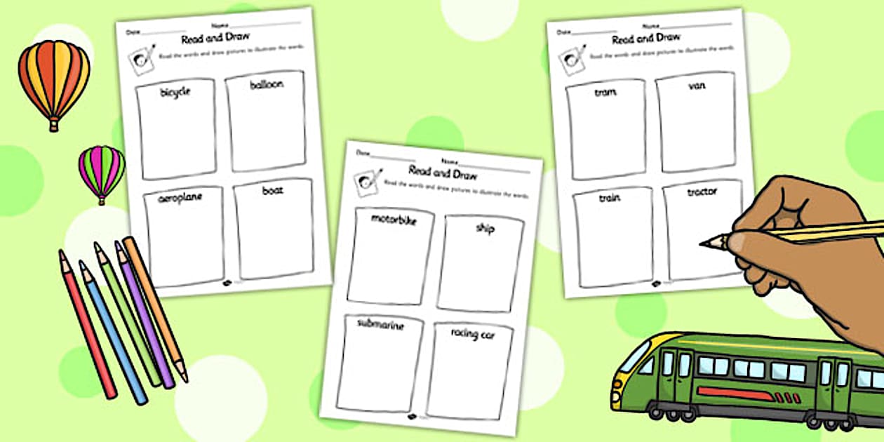 Transport Read and Draw Worksheet (teacher made) - Twinkl