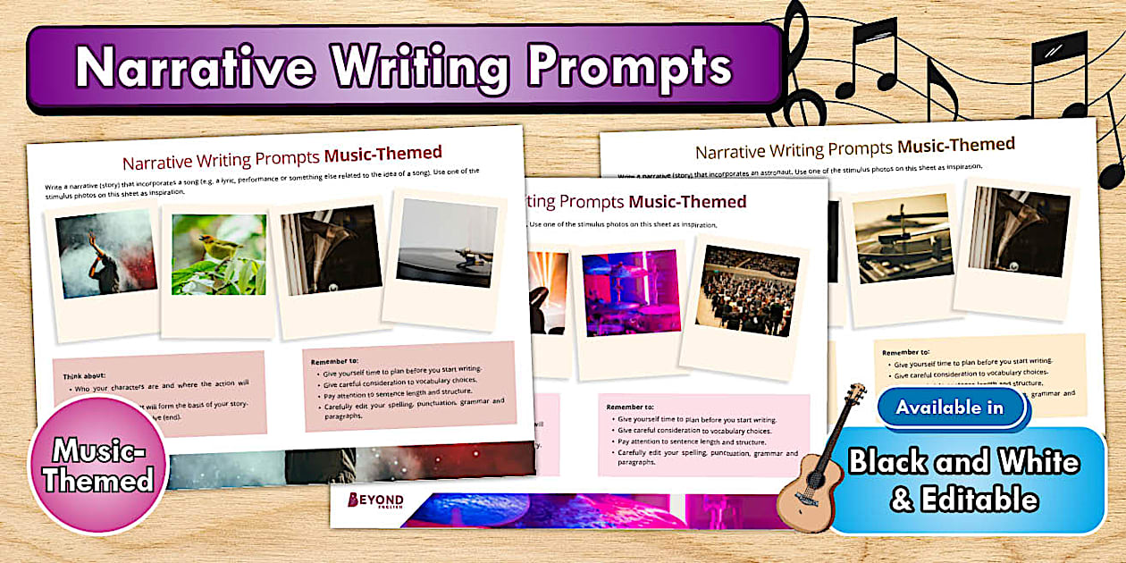 Music & Narratives: Writing Prompts Activity (teacher made)