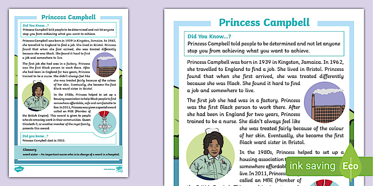KS1 Princess Campbell Fact File (teacher made) - Twinkl
