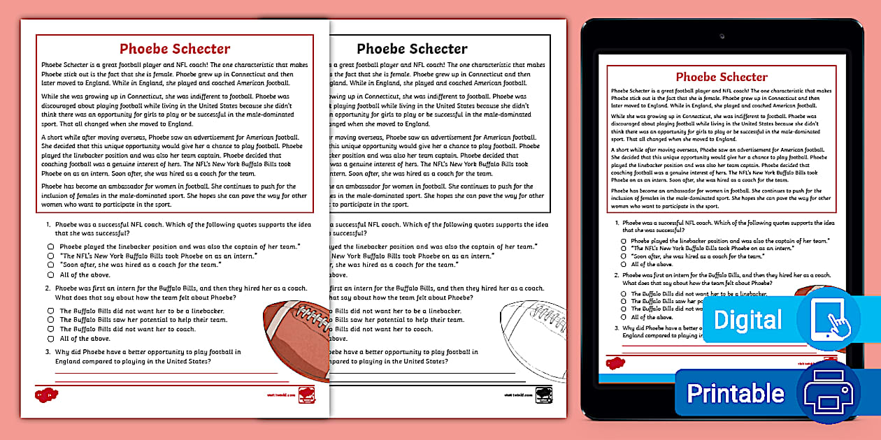 Phoebe Schecter Info | Reading Comprehension Worksheet