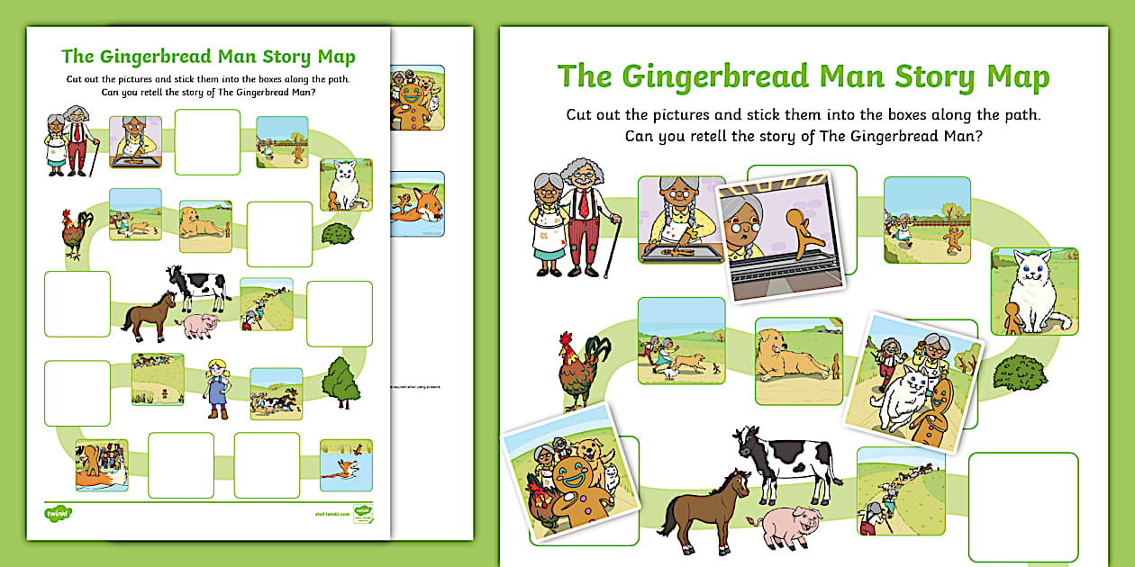 The Gingerbread Man Cut and Stick Story Map Activity