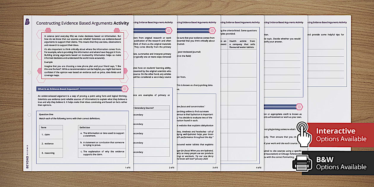 Constructing Evidence Based Arguments Activity - Twinkl
