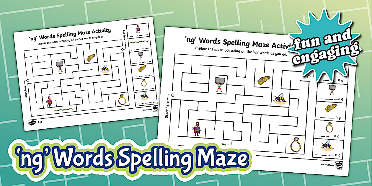 'ng' Spelling Maze Activity Sheets