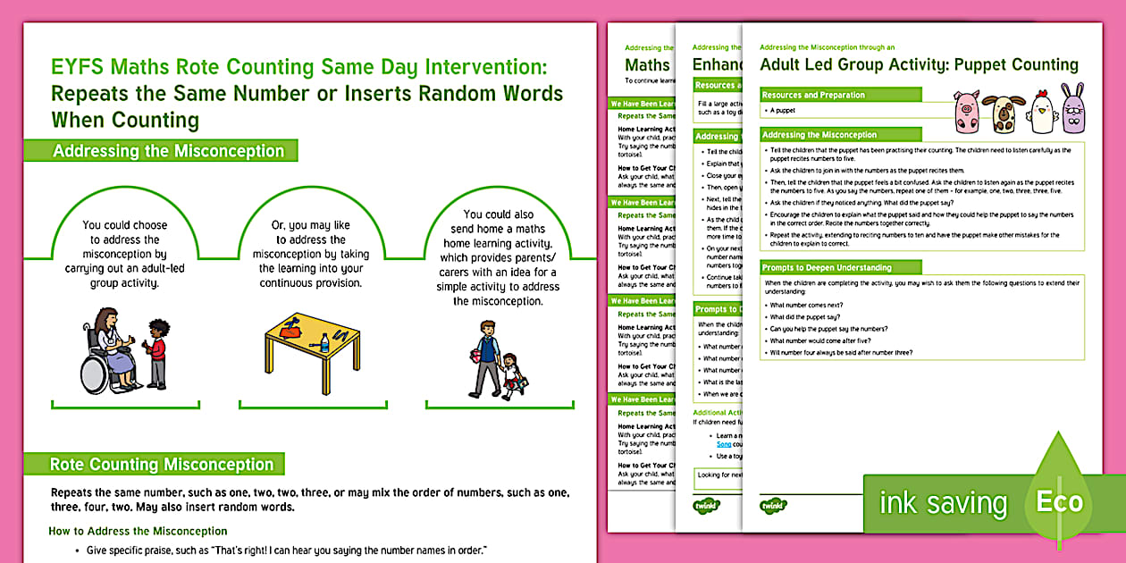 EYFS Maths Rote Counting Same-Day Intervention Plan - Twinkl