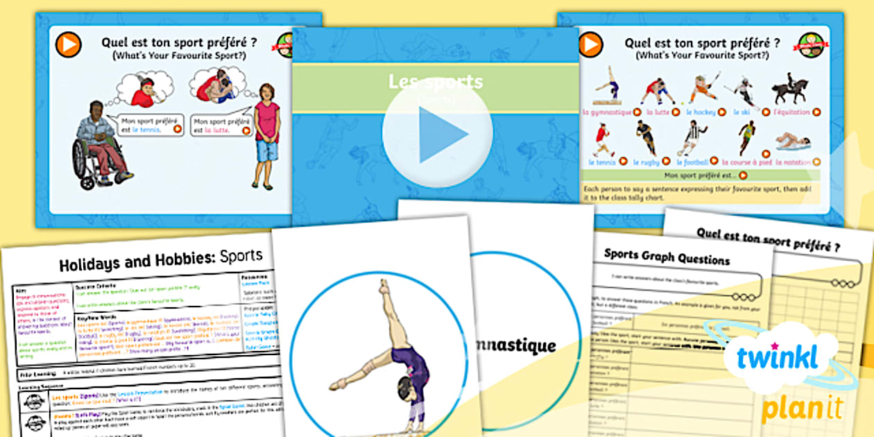 French Sports Vocabulary Worksheets - Sports Lesson Pack
