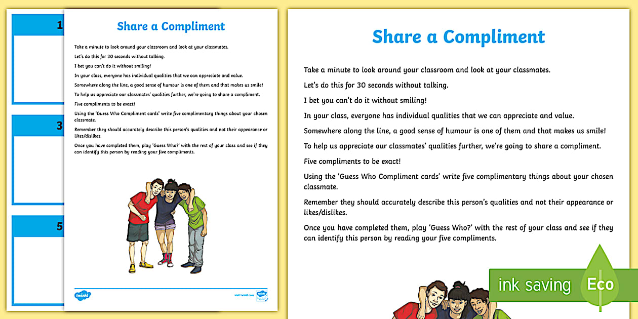 Share a Compliment Worksheet / Worksheet (teacher made)
