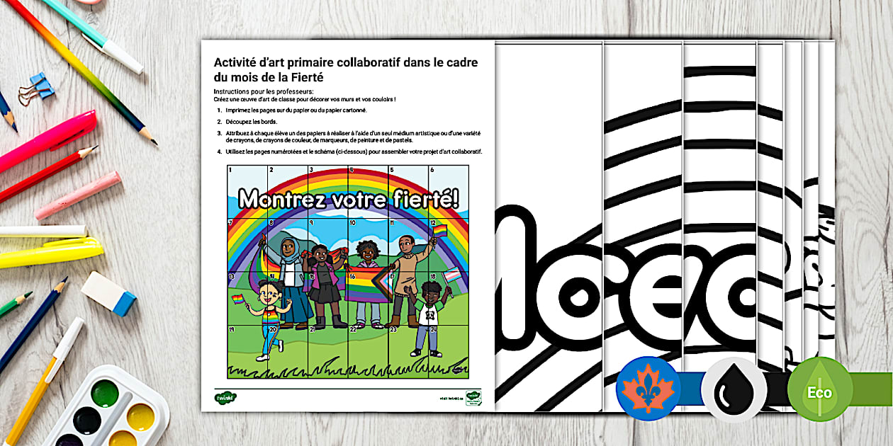 Pride Month Collaborative Art Activity Primary French