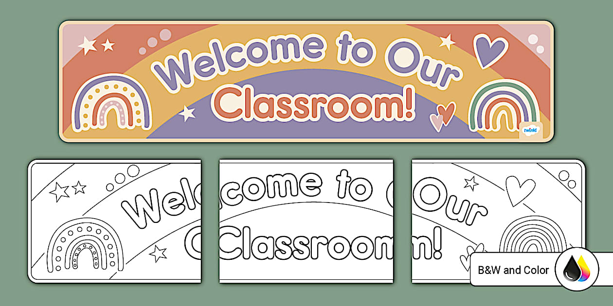 Welcome to Our Classroom Muted Rainbows Theme Banner