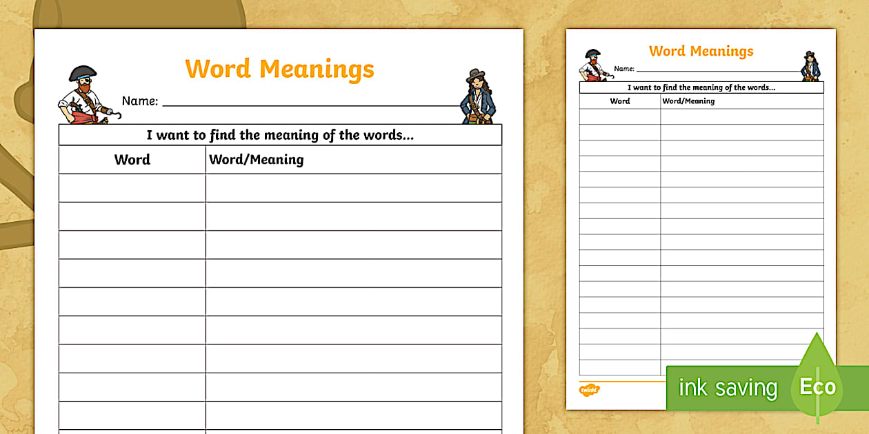 Pirate Themed Word Meanings Sheet (teacher made) - Twinkl