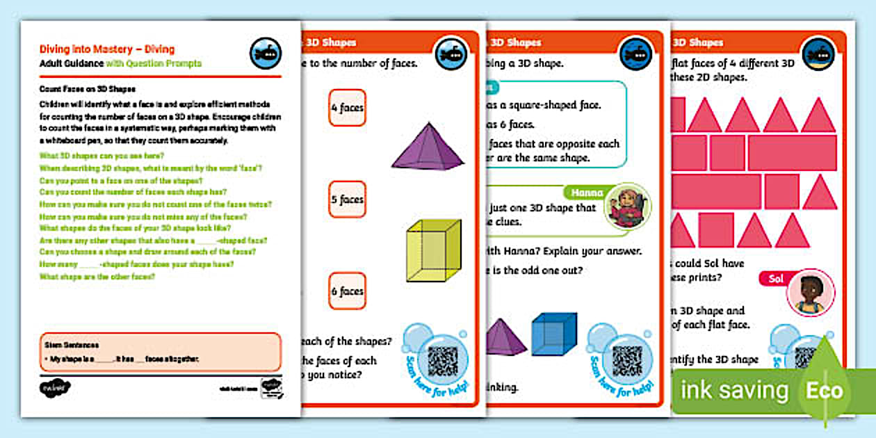 👉 Year 2 Diving into Mastery: Step 8 Count Faces on 3D Shapes Activity ...