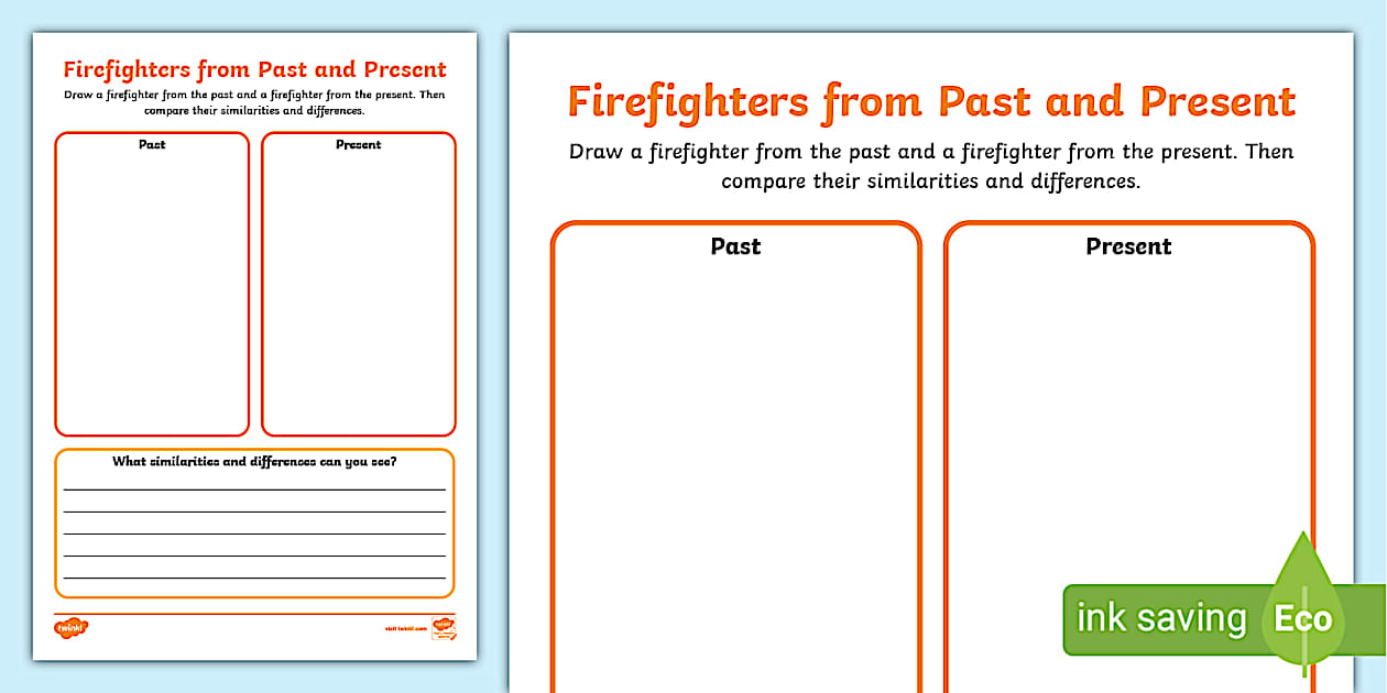 Firefighters from Past and Present Activity Sheet - Twinkl