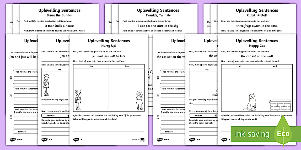KS1 Uplevelling Sentences Differentiated Worksheets - Twinkl