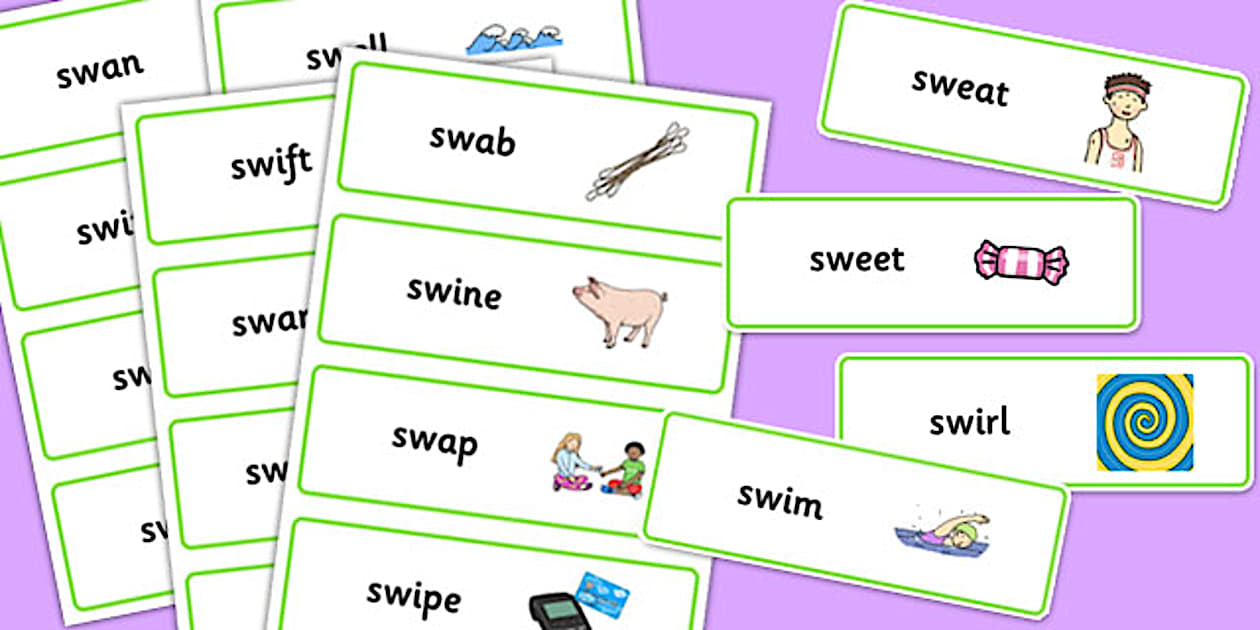 Cursive SW Word Cards (teacher made) - Twinkl