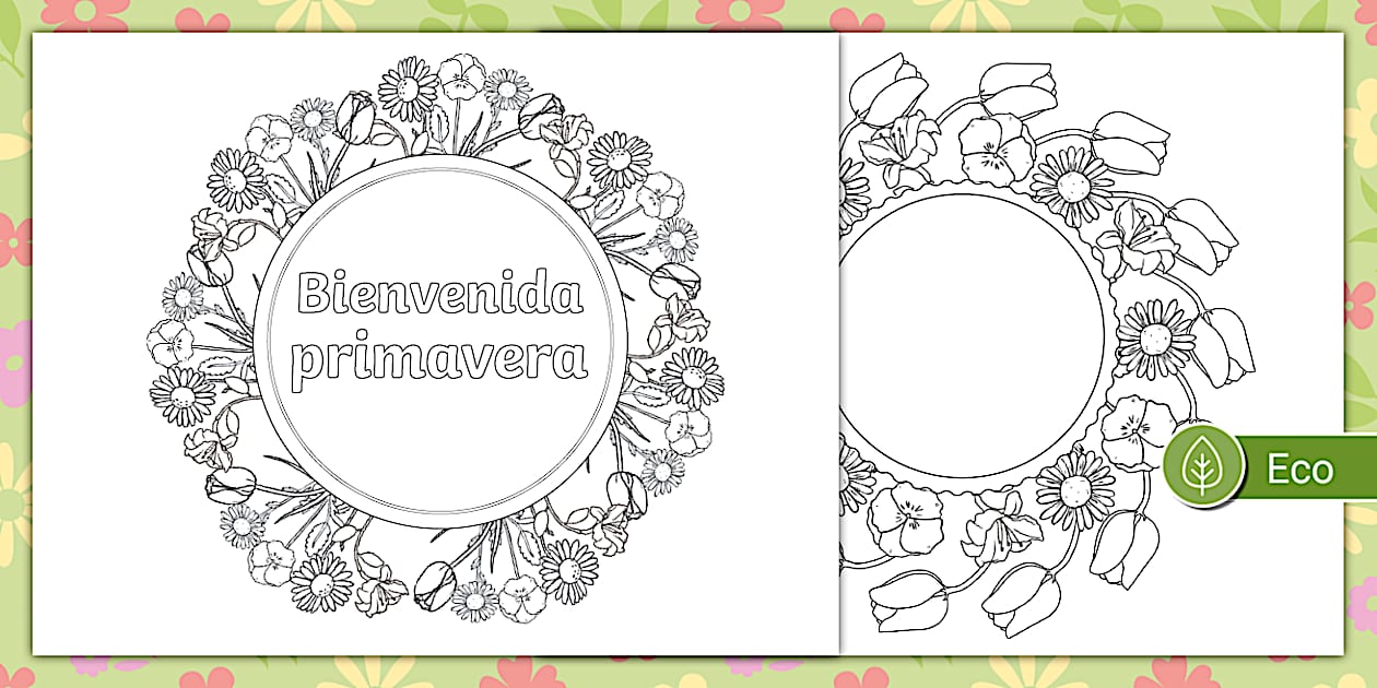 Póster Colorear Bienvenida Primavera - Twinkl