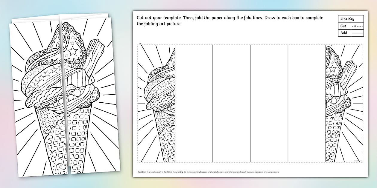 Ice Cream Mindfulness Folding Art Template - Twinkl