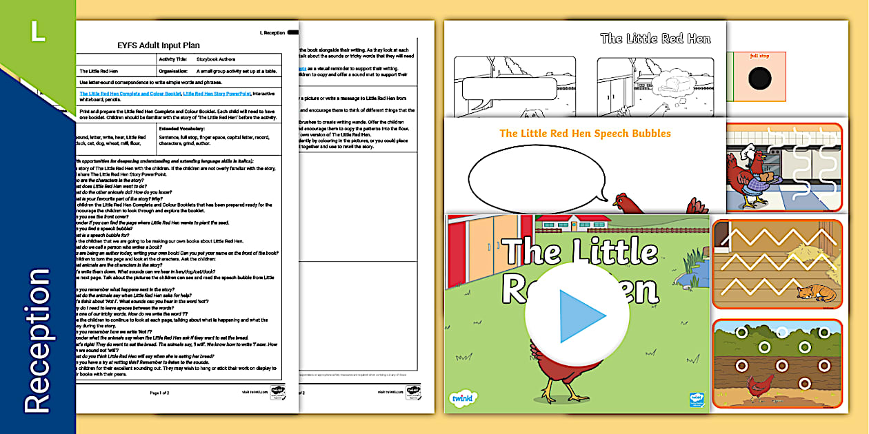 EYFS Little Red Hen Storybook Authors Adult Input Plan Pack