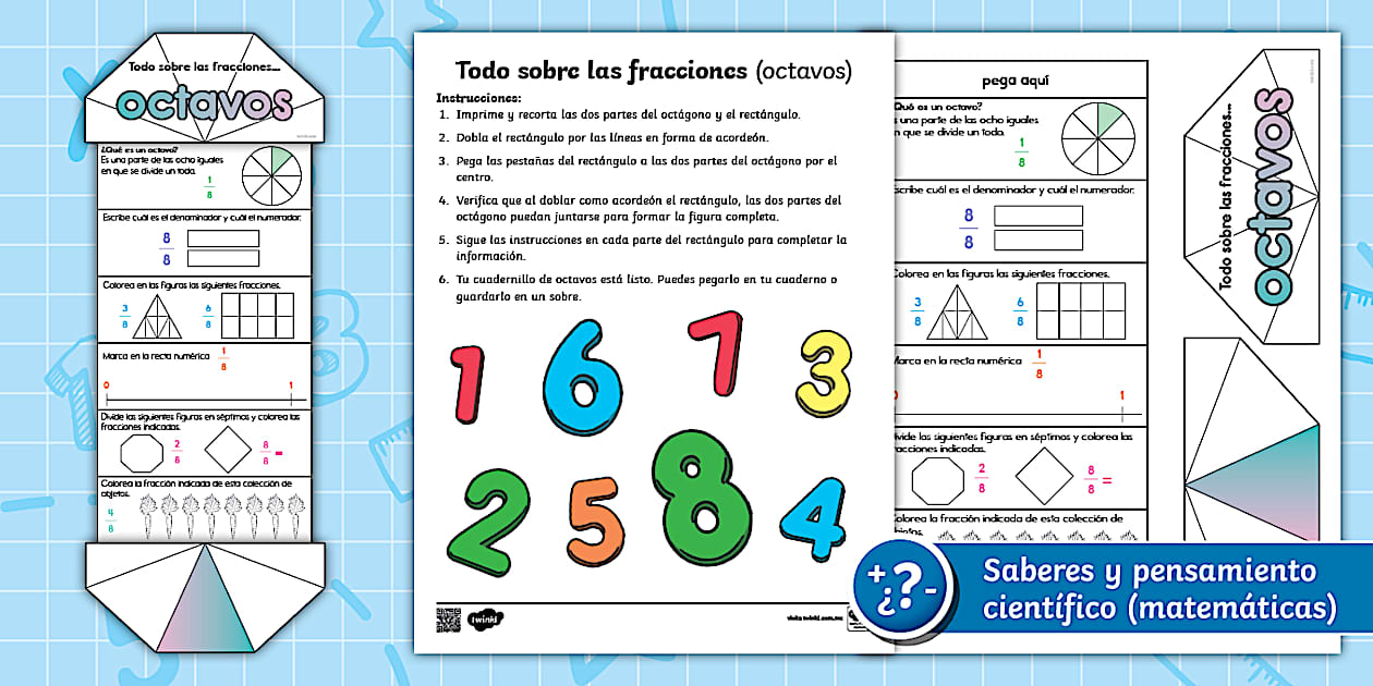 Fracciones y octavos - cuadernillo (teacher made) - Twinkl