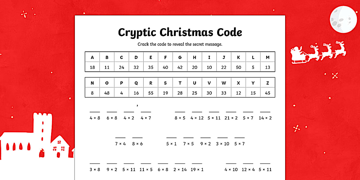 SA Christmas Code Cracker Worksheet (teacher made) - Twinkl