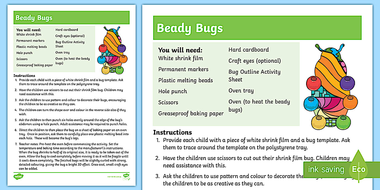 Beady Bugs Activity (teacher made) - Twinkl