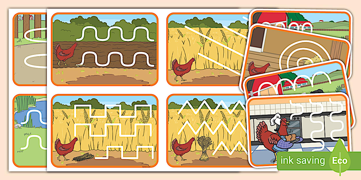 The Little Red Hen Mark-Making Pattern Cards | Twinkl