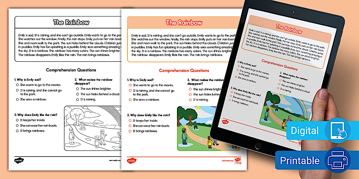 Kindergarten Reading Comprehension Rainbow | Twinkl USA