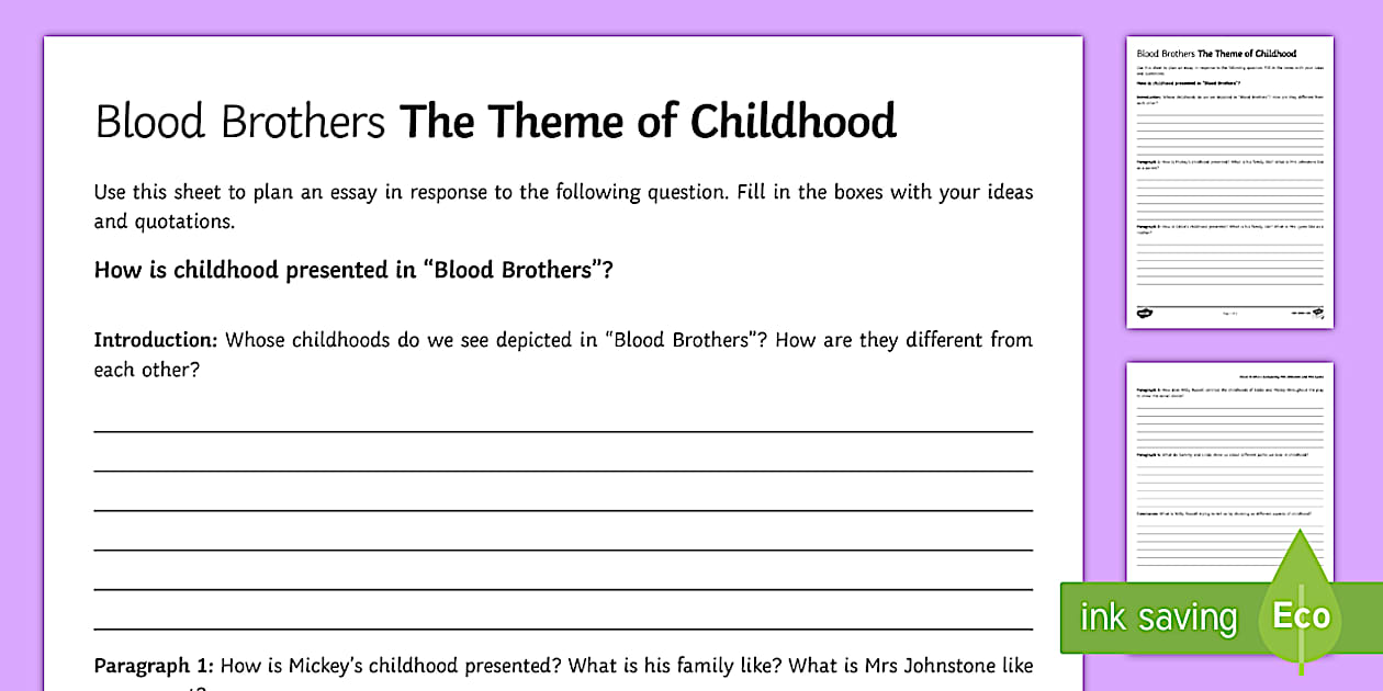 Blood Brothers: The Theme of Childhood Essay Plan Template