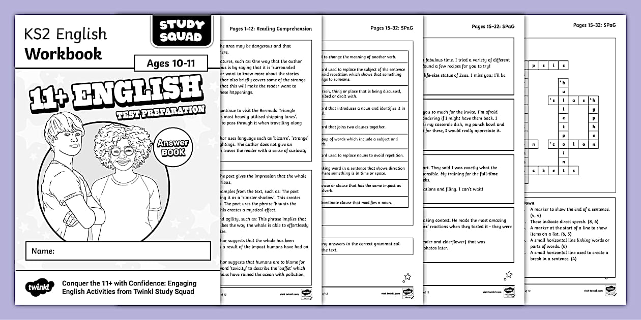 Study Squad 11+ KS2 Workbook Answer Booklet - Twinkl