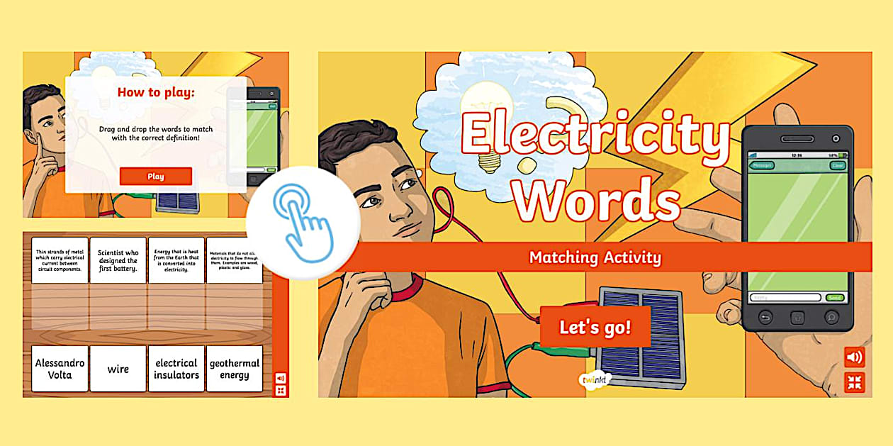 Electricity Words Matching Game (teacher made) - Twinkl