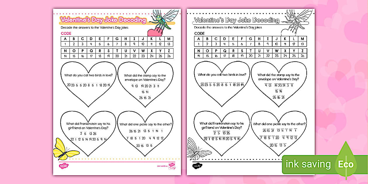 Valentine's Day Joke Decoding Activity - Grades K-3