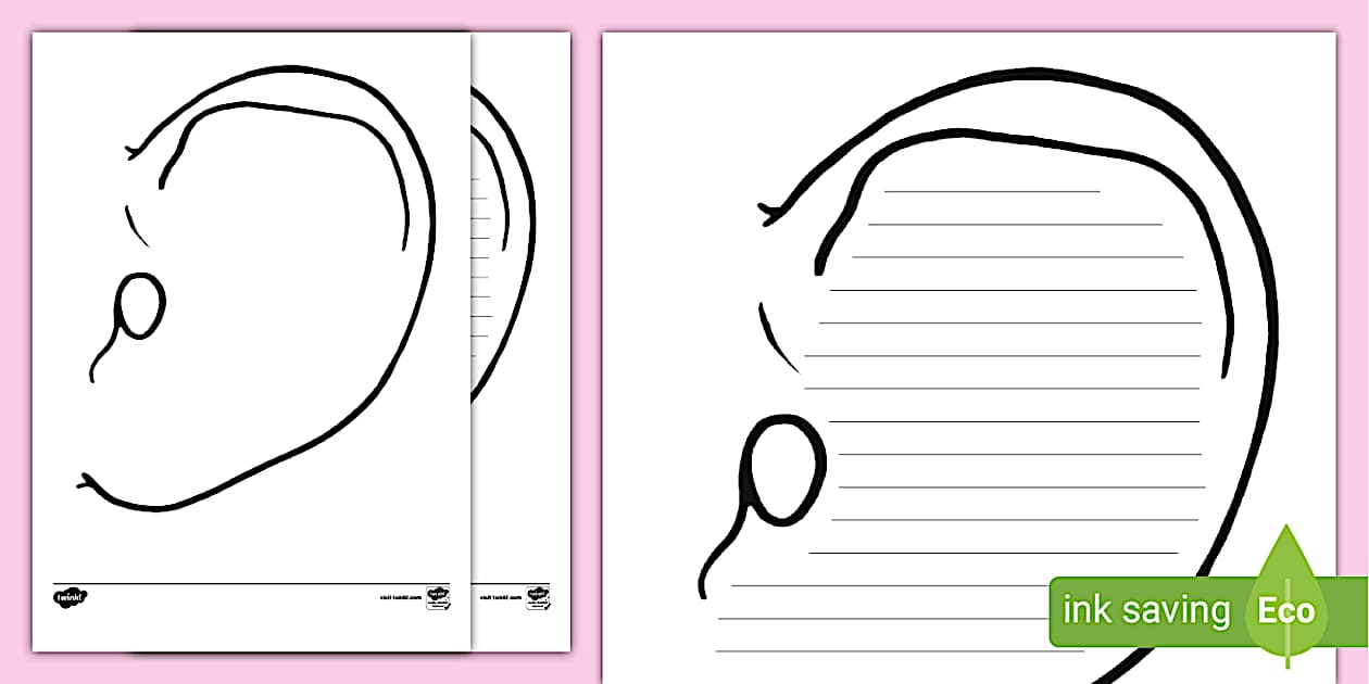 Ear Writing Template (teacher made) - Twinkl