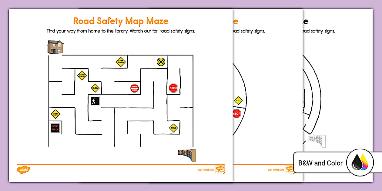 Road Safety Map Maze (Teacher-Made) - Twinkl