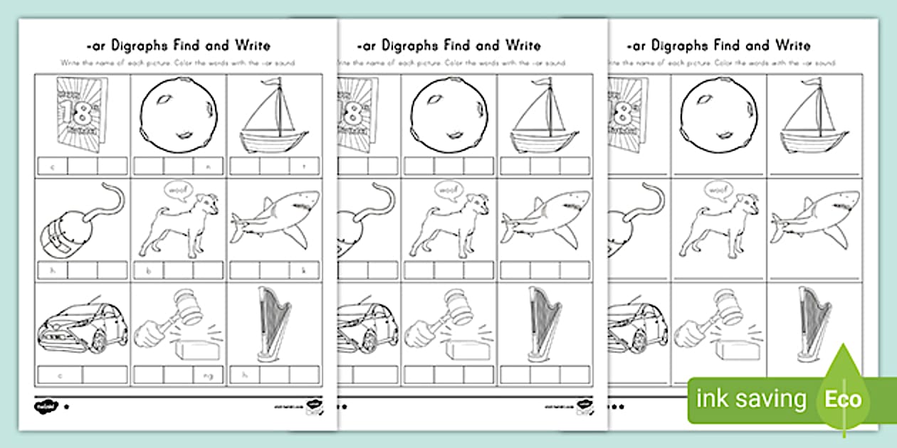 -ar Digraphs Find and Write Differentiated Activity - Twinkl