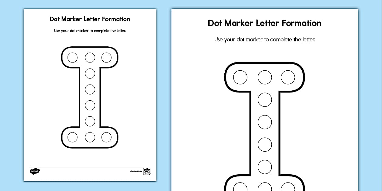 Uppercase Letter I: Dot Marker Letter Formation Worksheet