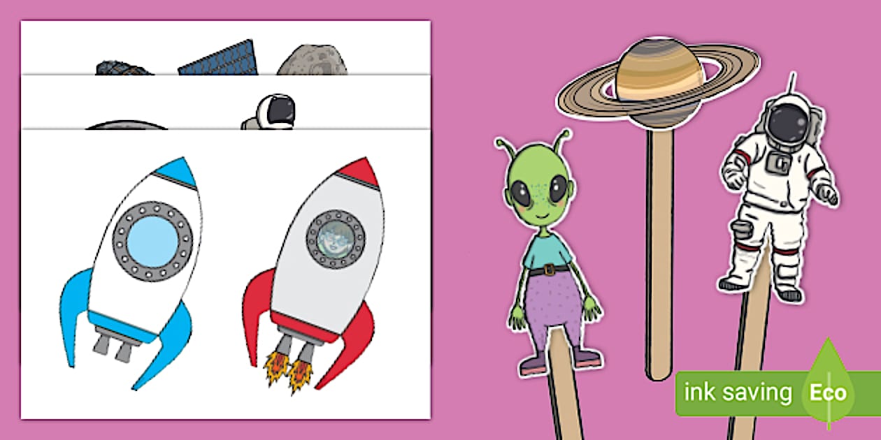 EYFS Alien Activities | Space-Themed Stick Puppets - Twinkl