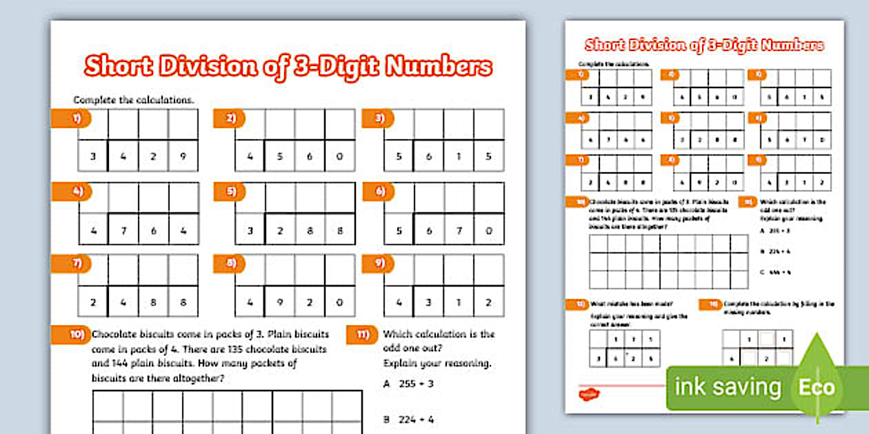 Bus Stop Method Division Worksheet | Year 5 Maths - Twinkl