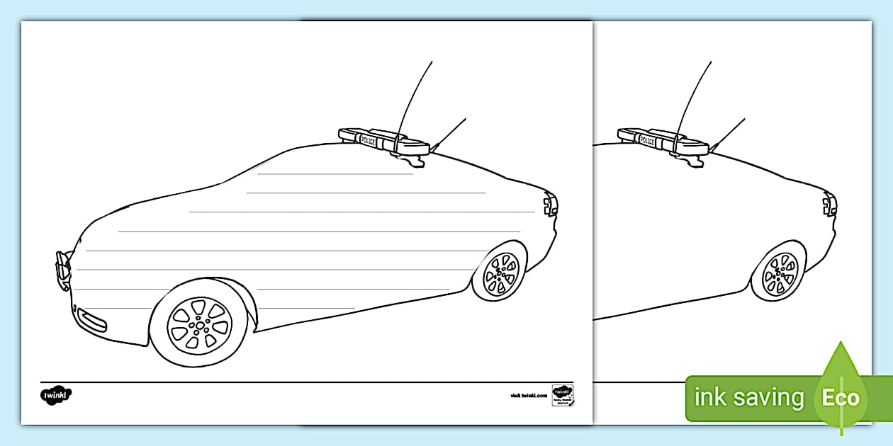 Police Car Writing Template (Teacher-Made) - Twinkl