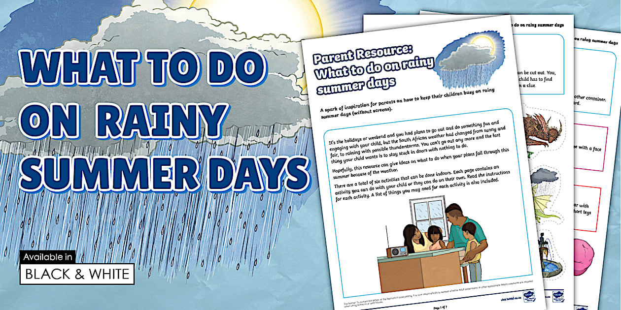 Intermediate Phase – Parent Resource: What to do on Rainy Summer Days