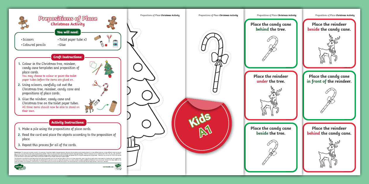 ESL Prepositions of Place: Christmas Craft Activity - Twinkl
