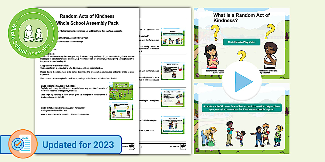 Whole-School Random Acts of Kindness Day Assembly Pack