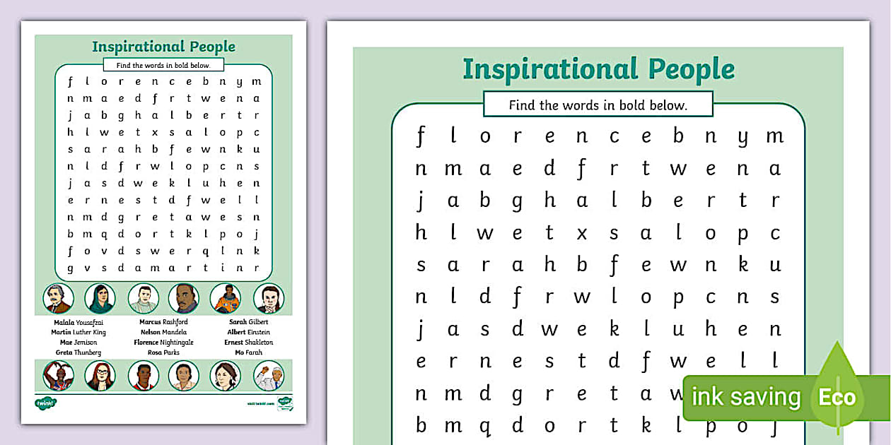 Inspirational People Word Search - KS1 (Teacher-Made)