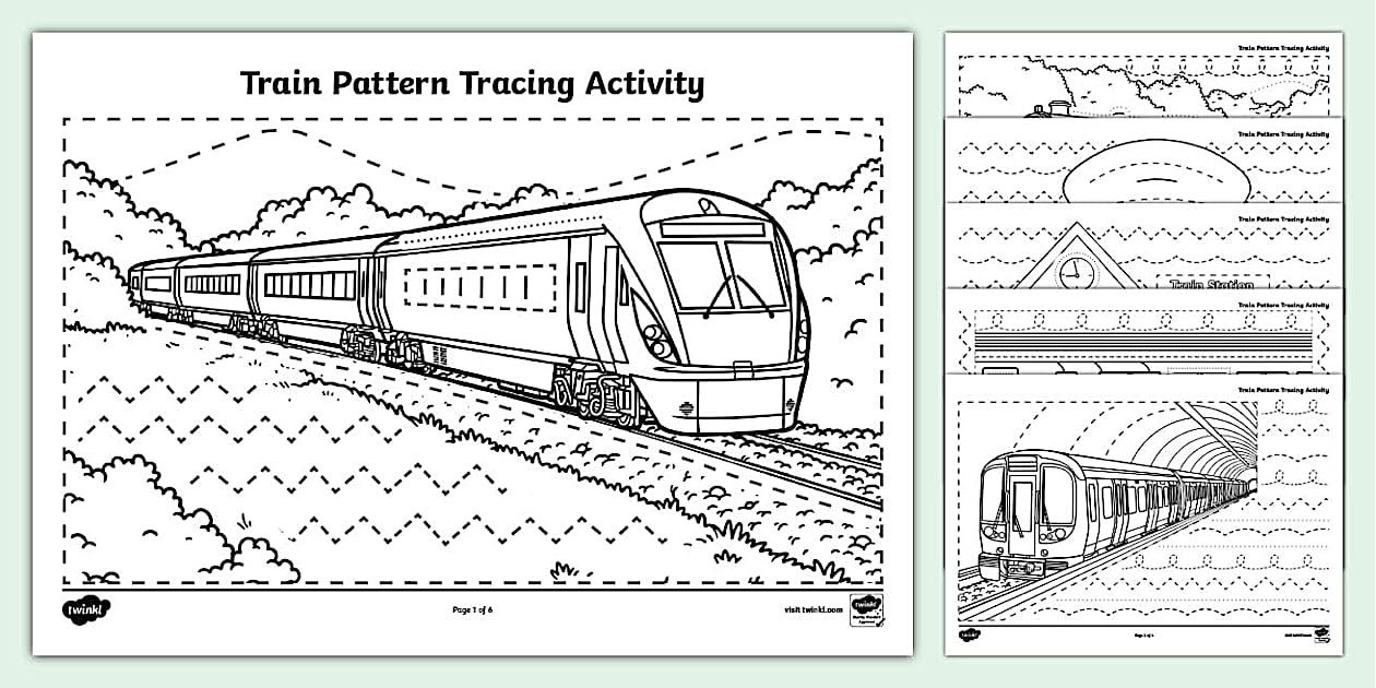 Train Pattern Tracing Activity - pencil control - fine motor