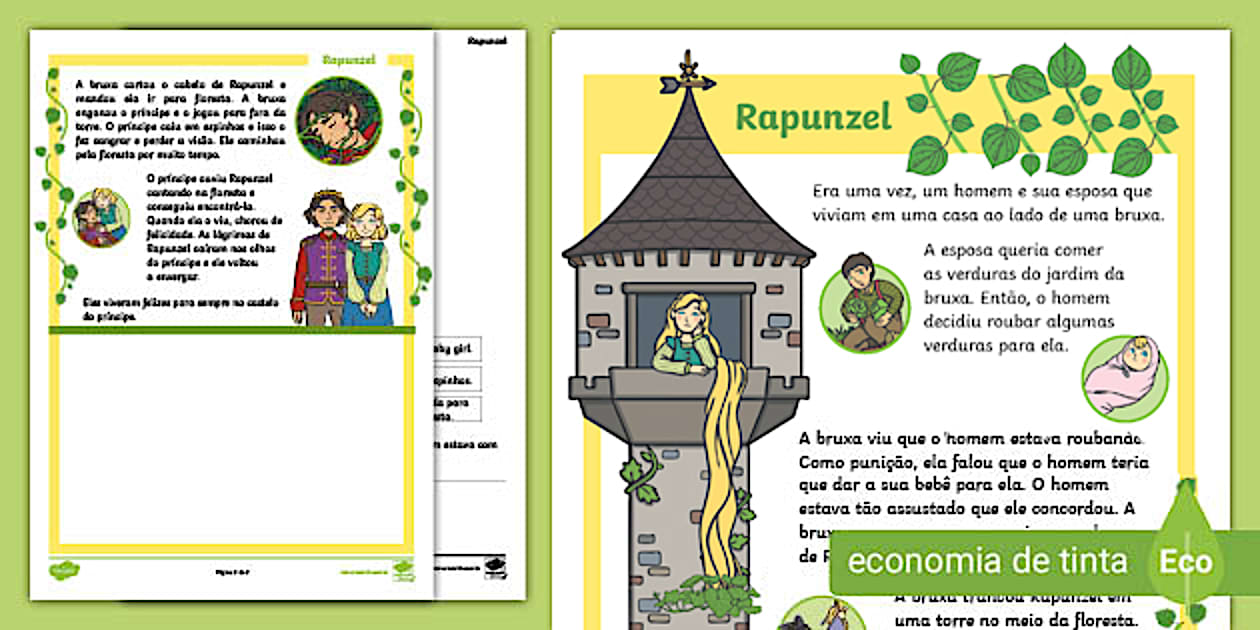Rapunzel- Atividade de leitura e compreensão - Twinkl