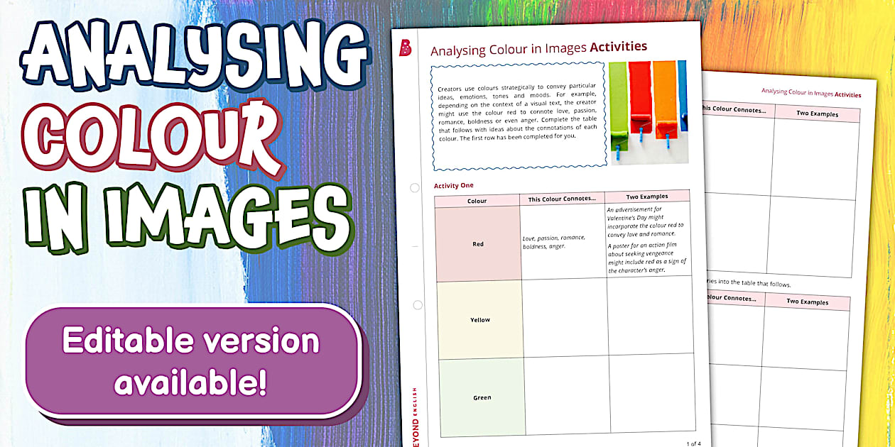 Colour Analysis Image Activity Sheet (teacher made) - Twinkl